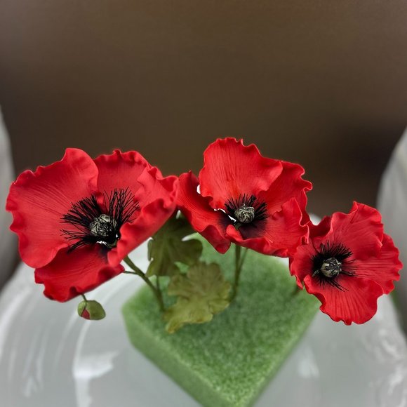 Designs by Leontina | Party Supplies | Red Gum Paste Poppy Cake Topper ...